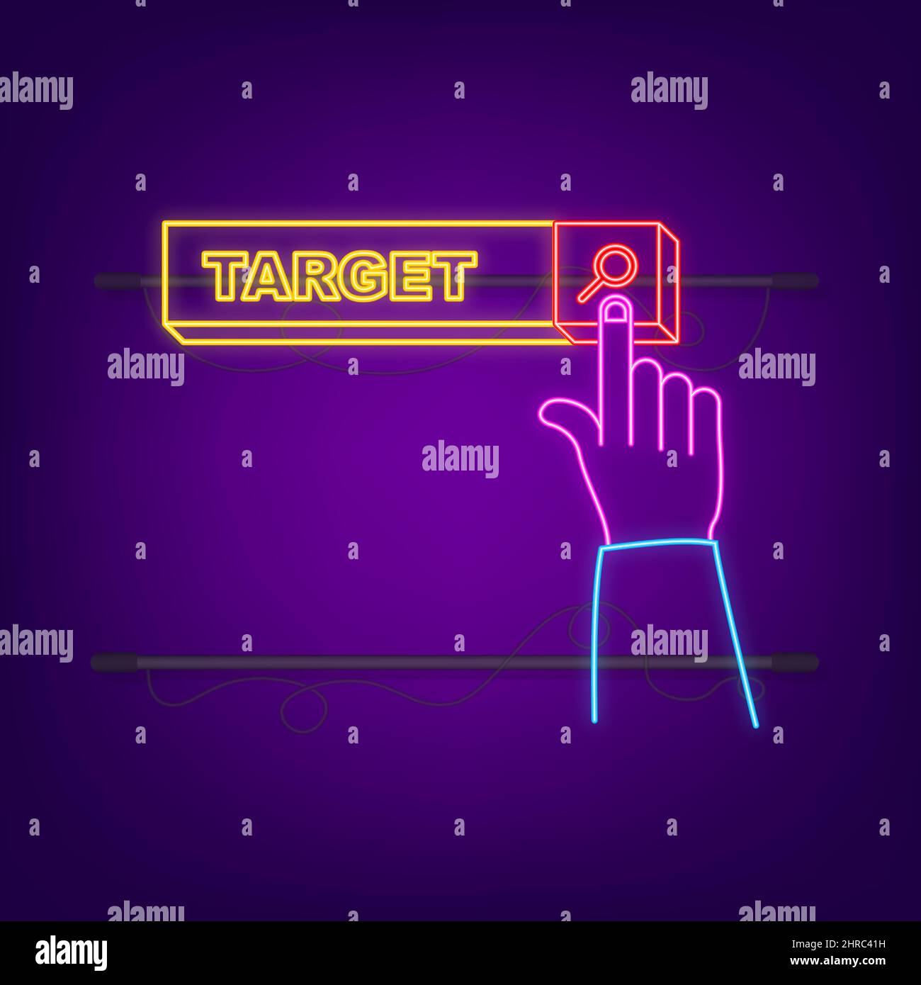 Target search line with neon icon concept market goal vector picture ...