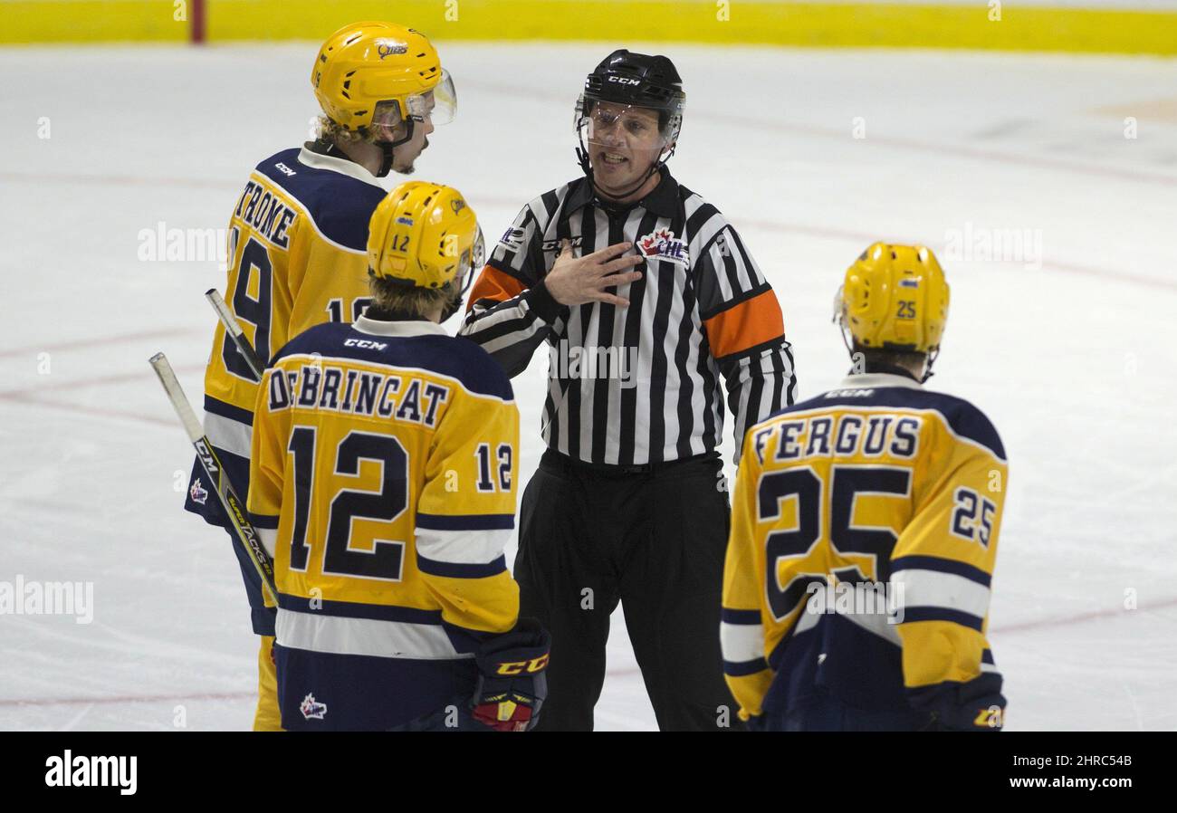 Erie Otters center Dylan Strome (left), Alex DeBrincat and TJ Fergus ...