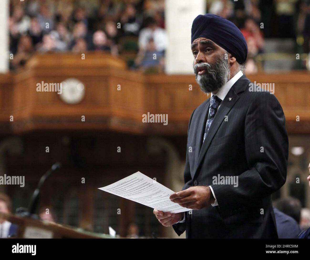Defence Minister Harjit Sajjan stands in the House of Commons during ...