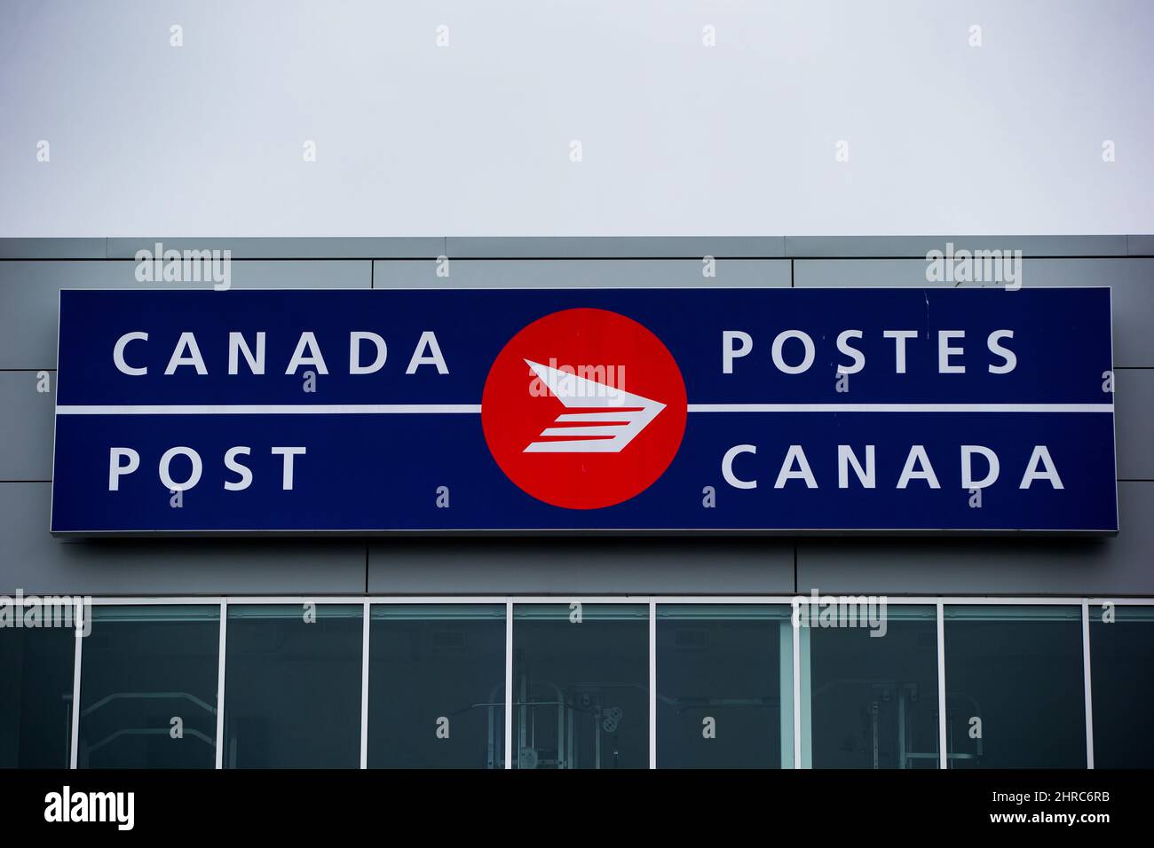 The Canada Post logo is seen on the outside the company's Pacific ...