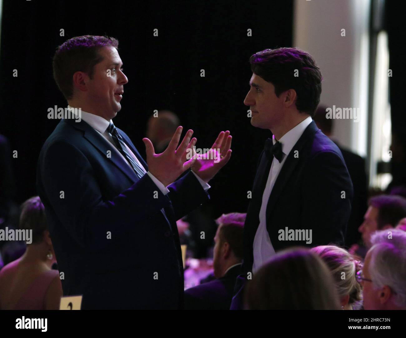 Prime Minister Justin Trudeau (right) chats with Conservative Leader ...