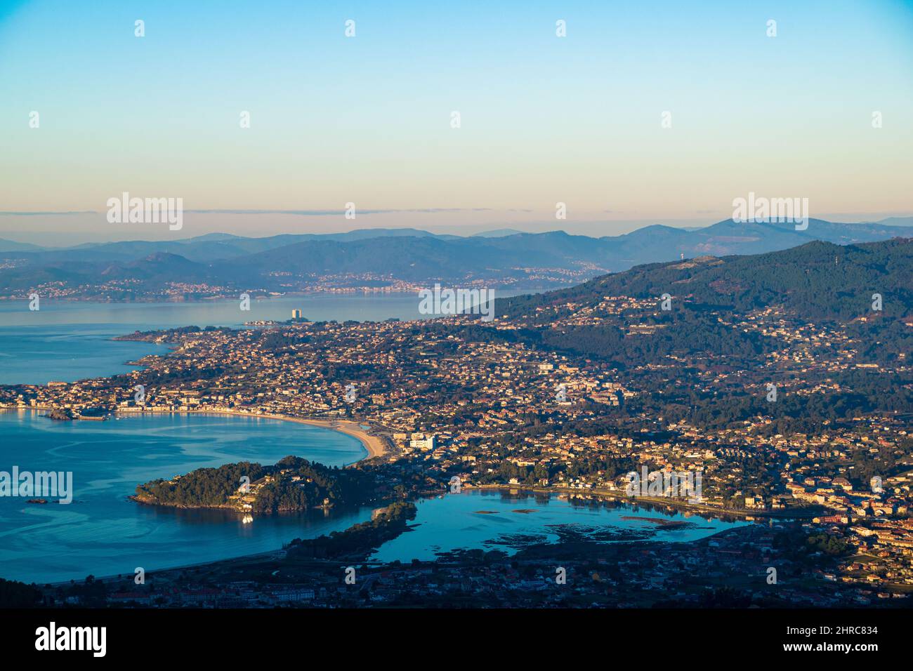 Aerial view of the coastal town of Nigran, Galicia, Spain Stock Photo ...
