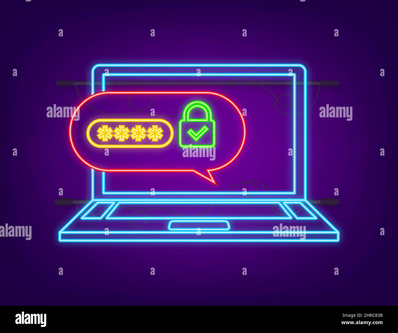 Two step authentication vector illustration, neon cartoon smartphone ...