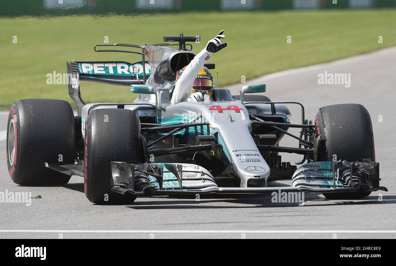Mercedes driver Lewis Hamilton of Great Britain gestures after winning ...