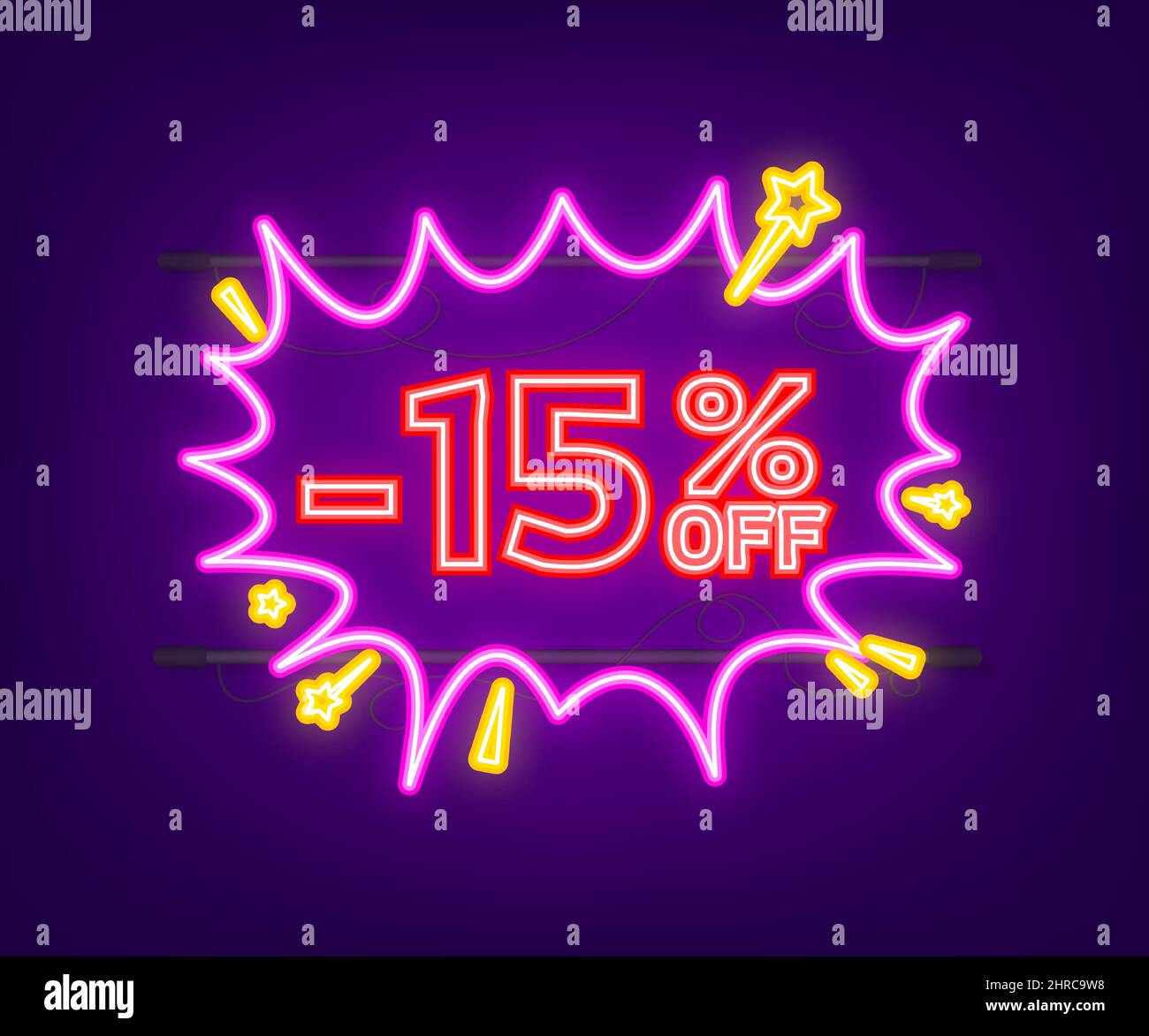 Comic speech bubbles with 15 percent OFF Sale Discount . Neon itch icon ...