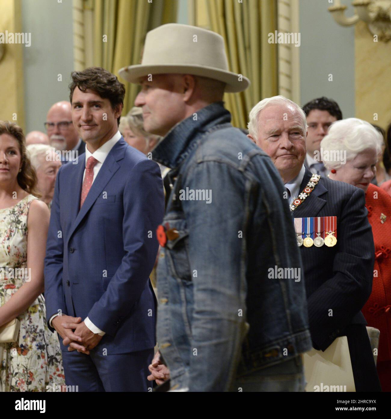 Tragically Hip singer Gord Downie attends the ceremony where he received the Order of Canada ...