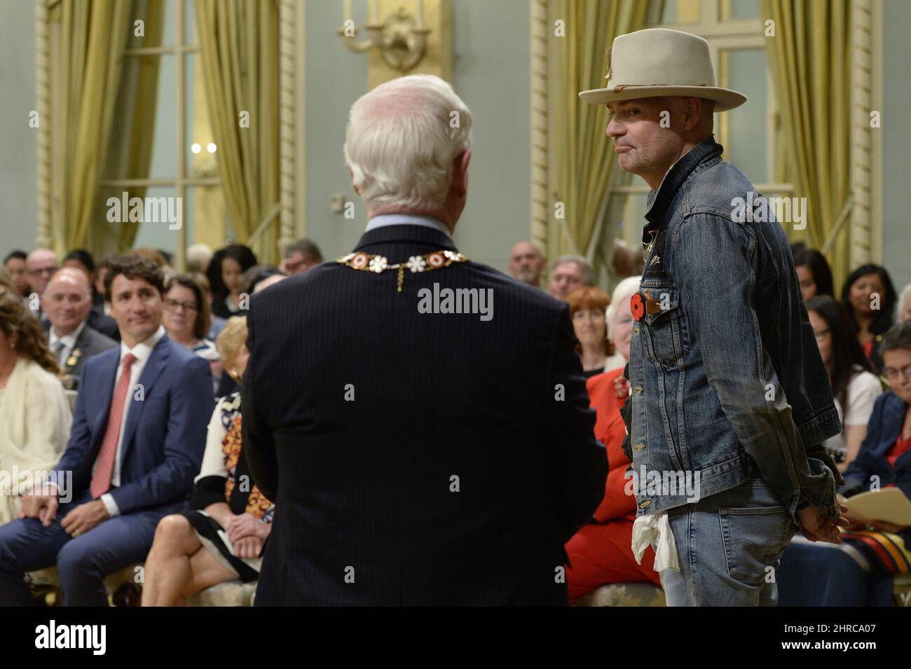 Tragically Hip singer Gord Downie (right) attends a ceremony where he received the Order of ...
