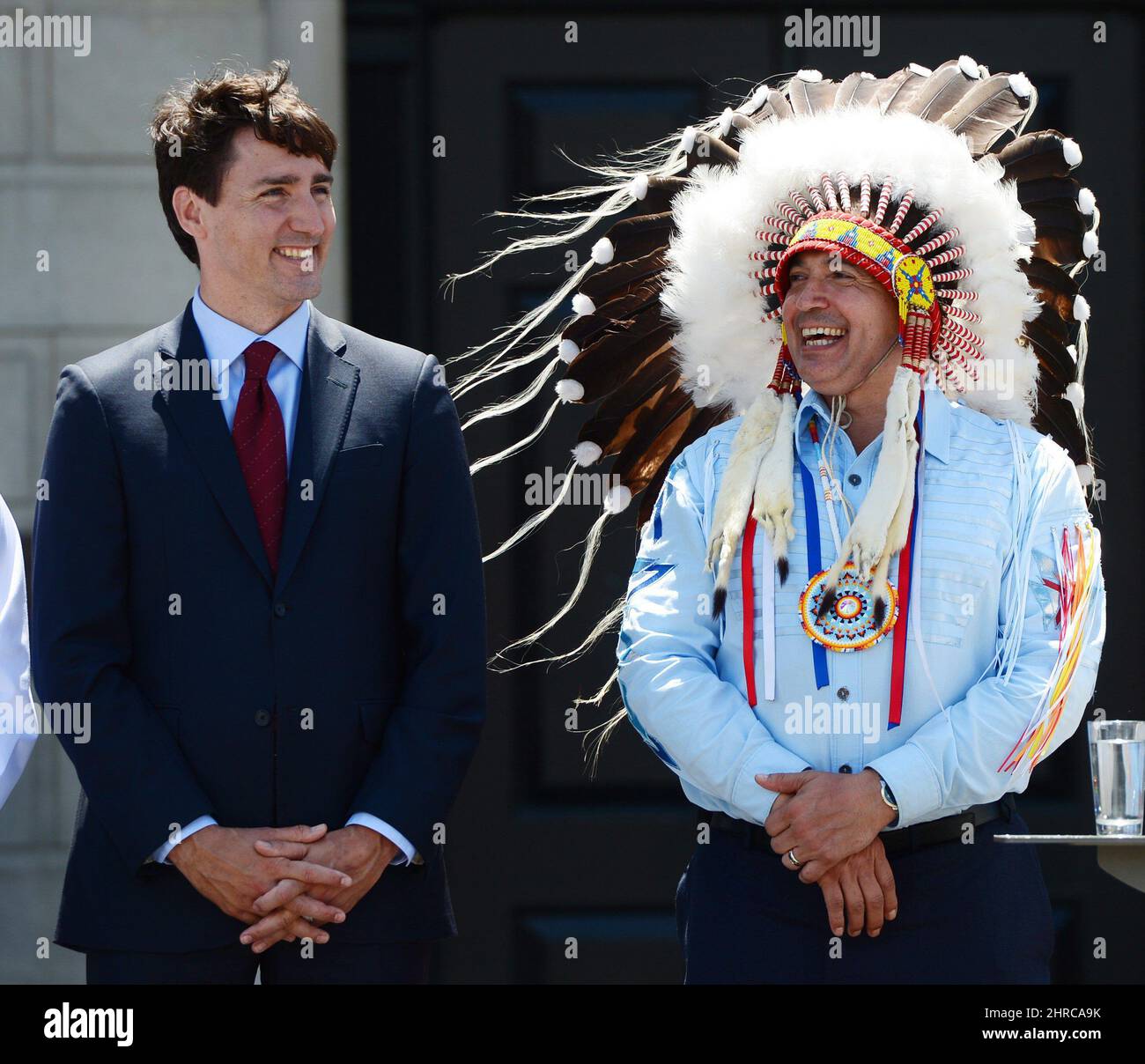 Prime Minister Justin Trudeau and Perry Bellegarde, national chief of ...