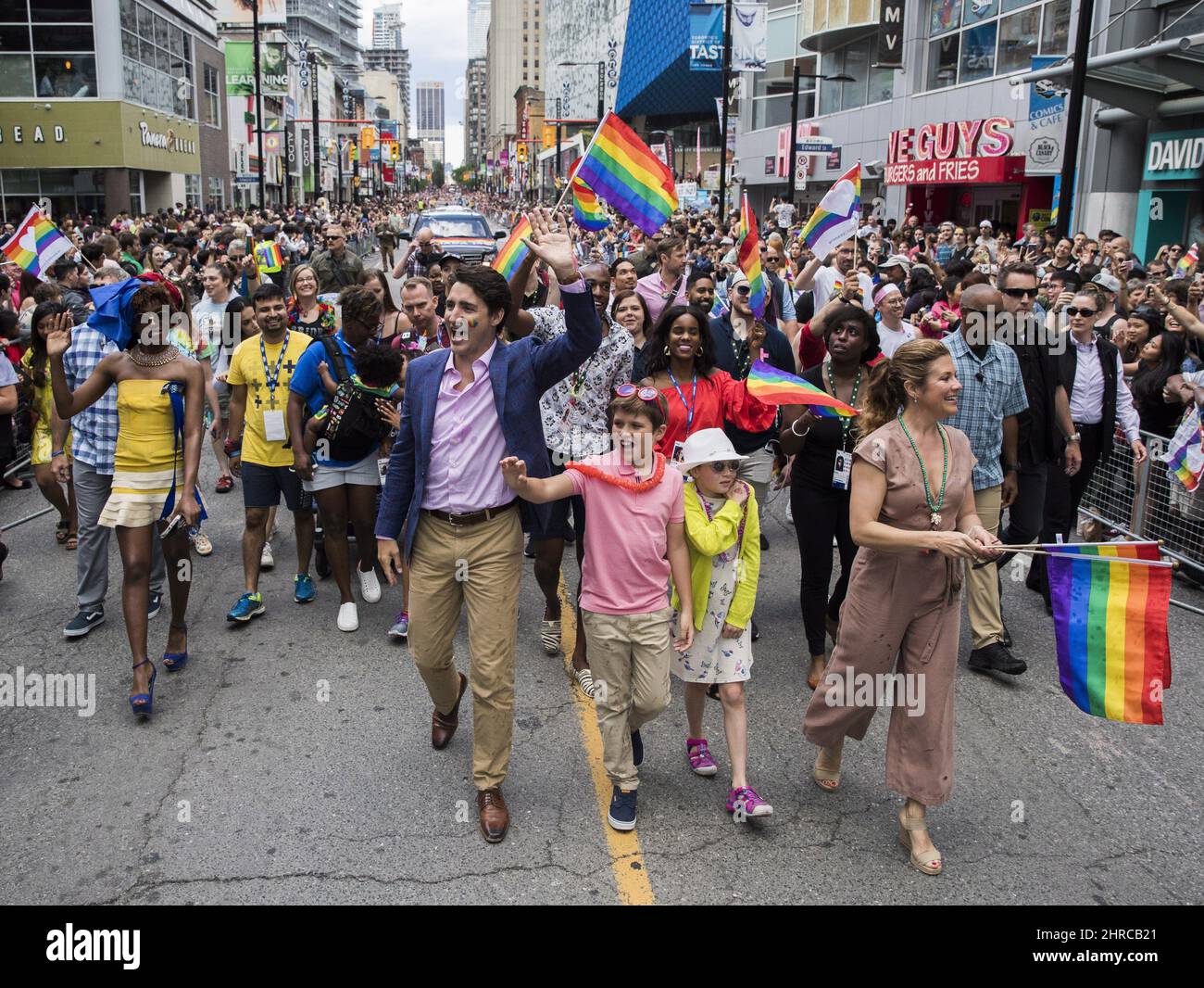 Prime Minister Justin Trudeau, his wife Sophie Gregoire Trudeau and ...