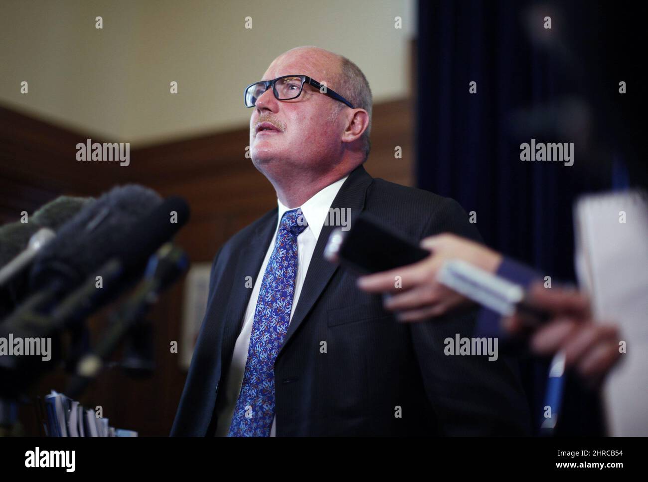Liberal House Leader Michael de Jong speaks during a press conference from his office at B.C ...