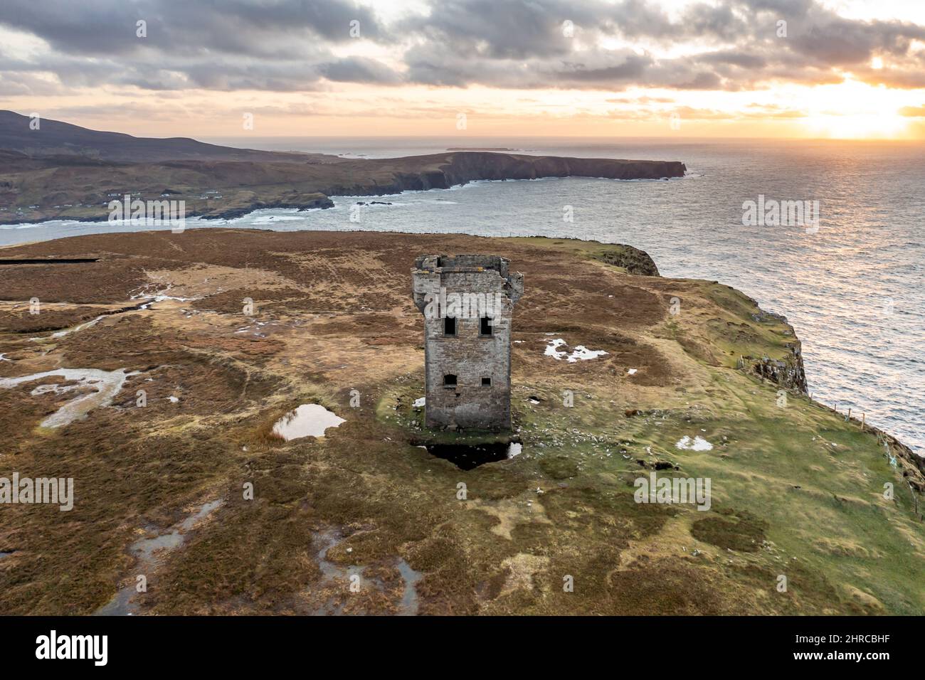 The tower at Glencolumbkille in County Donegal - Ireland Stock Photo ...