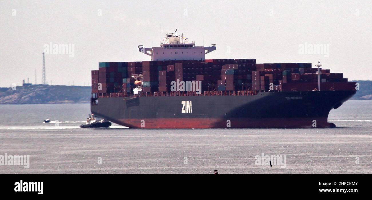 The container ship Zim Antwerp arrives in Halifax, N.S. on Thursday ...