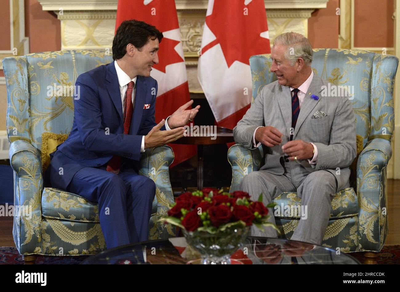 Prime Minister Justin Trudeau and Prince Charles speak at Rideau Hall ...