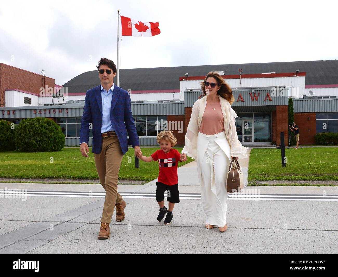 Prime Minister Justin Trudeau along with his son Hadrien and wife ...