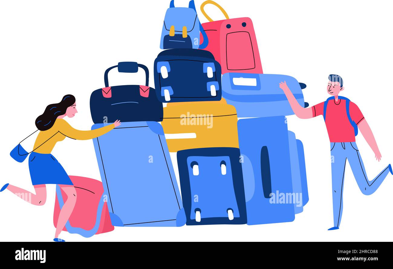 Tourism travel booking ticket composition with human characters of ...