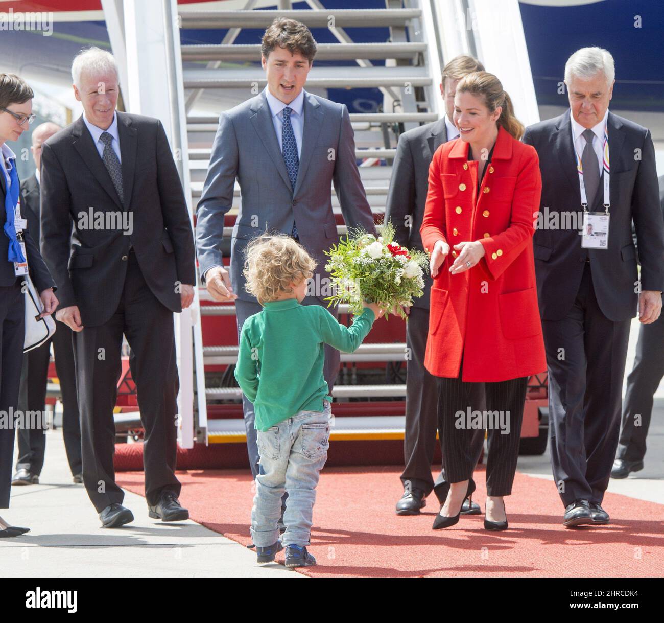 Prime Minister Justin Trudeau his wife Sophie Gregoire give their son ...