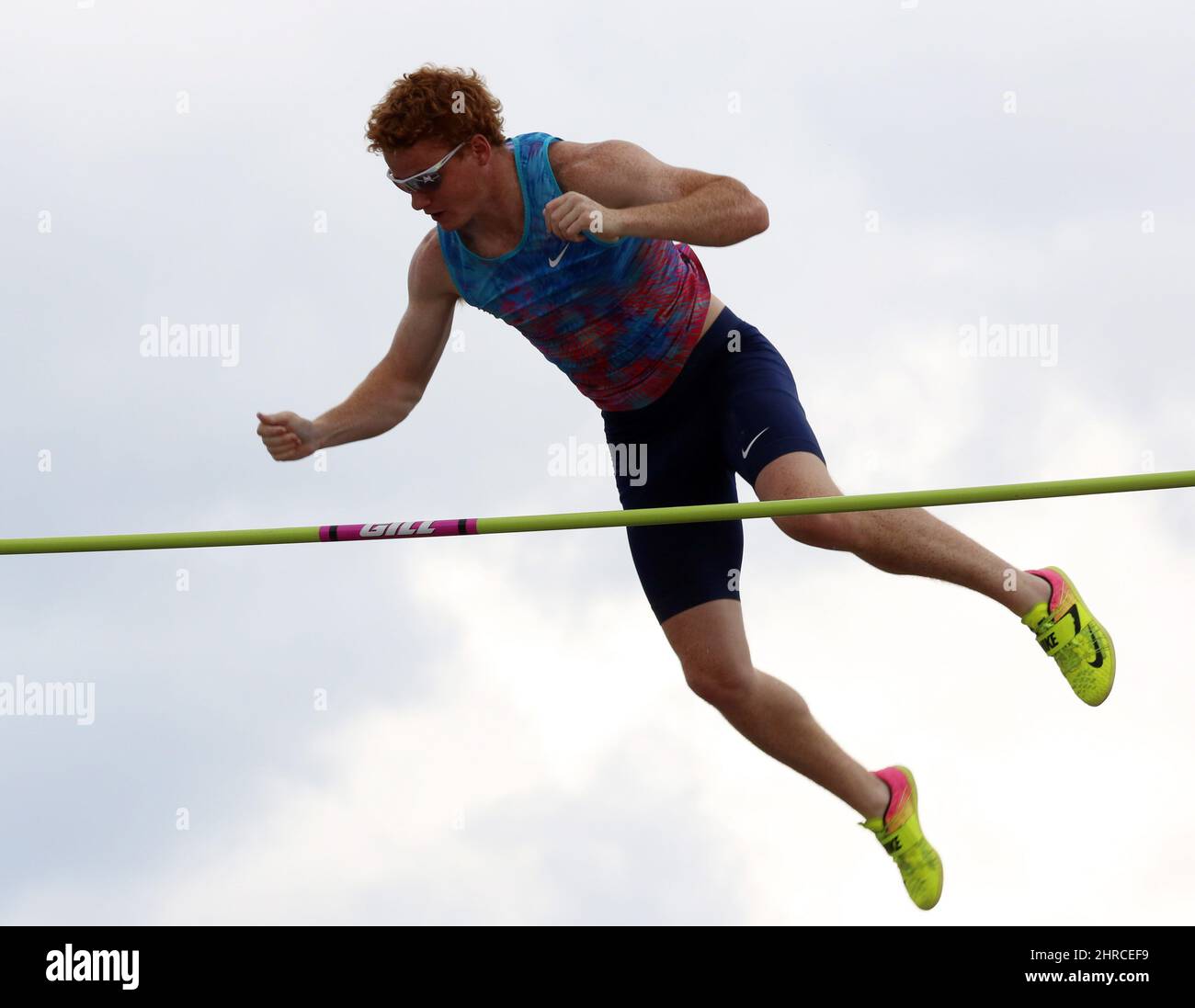 Shawn Barber clears the bar during men's pole vault competition to win ...