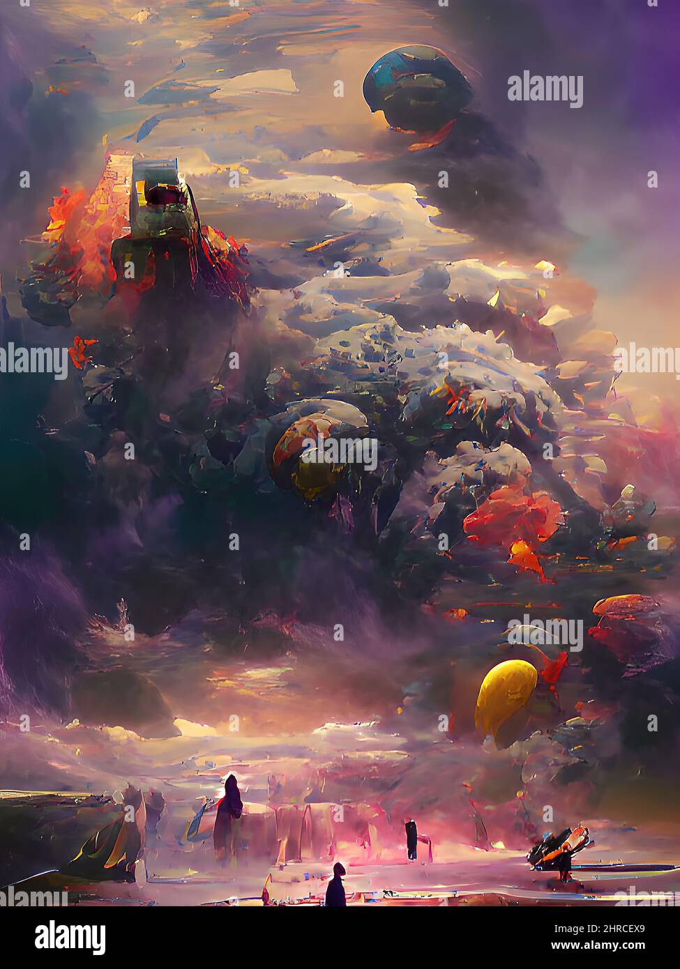 Beautiful picture of the end of the world, the city is on fire Stock ...