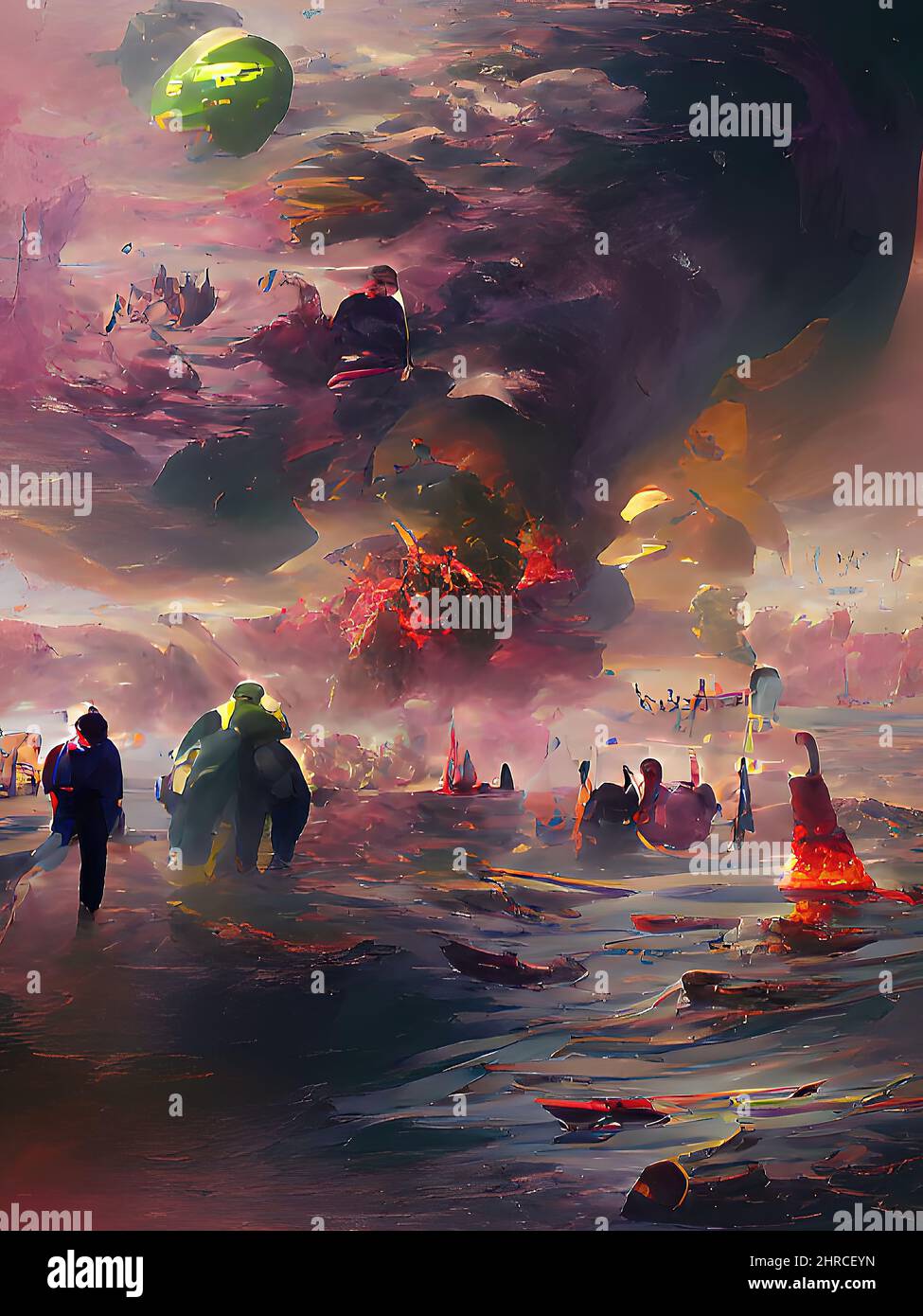 Beautiful picture of the end of the world, the city is on fire Stock ...