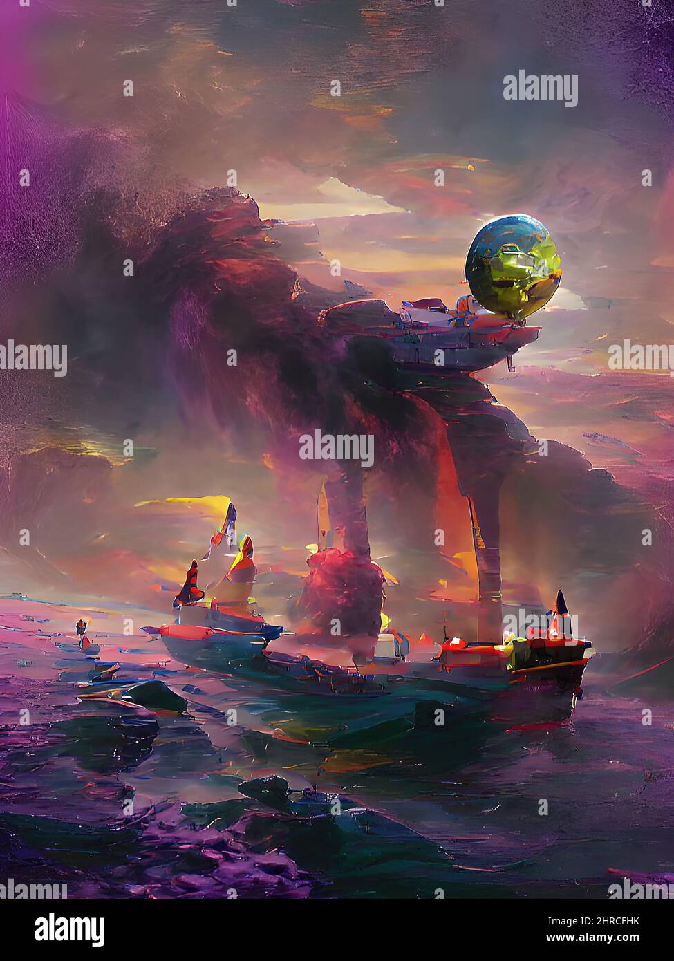 Beautiful picture of the end of the world, the city is on fire Stock ...