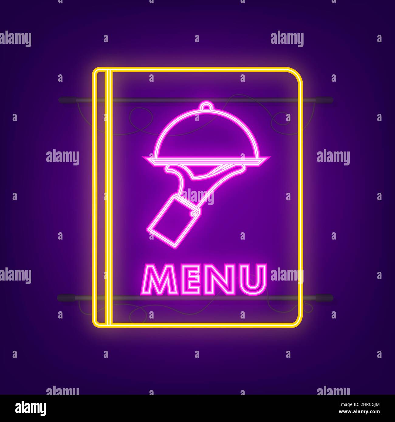 Neon Menu book. Food menu design template. Cafe and restaurant book ...