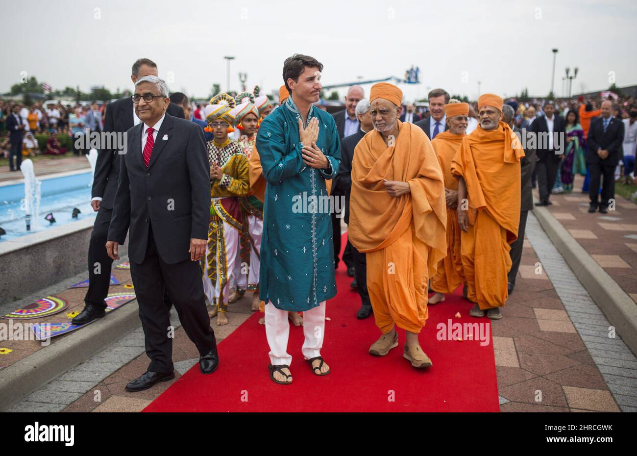 Prime Minister Justin Trudeau arrives at the BAPS Shri Swaminarayan ...
