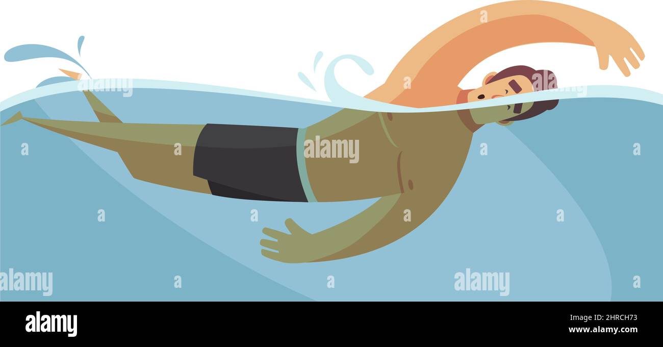 Man swimming in sea flat vector illustration Stock Vector Image & Art ...