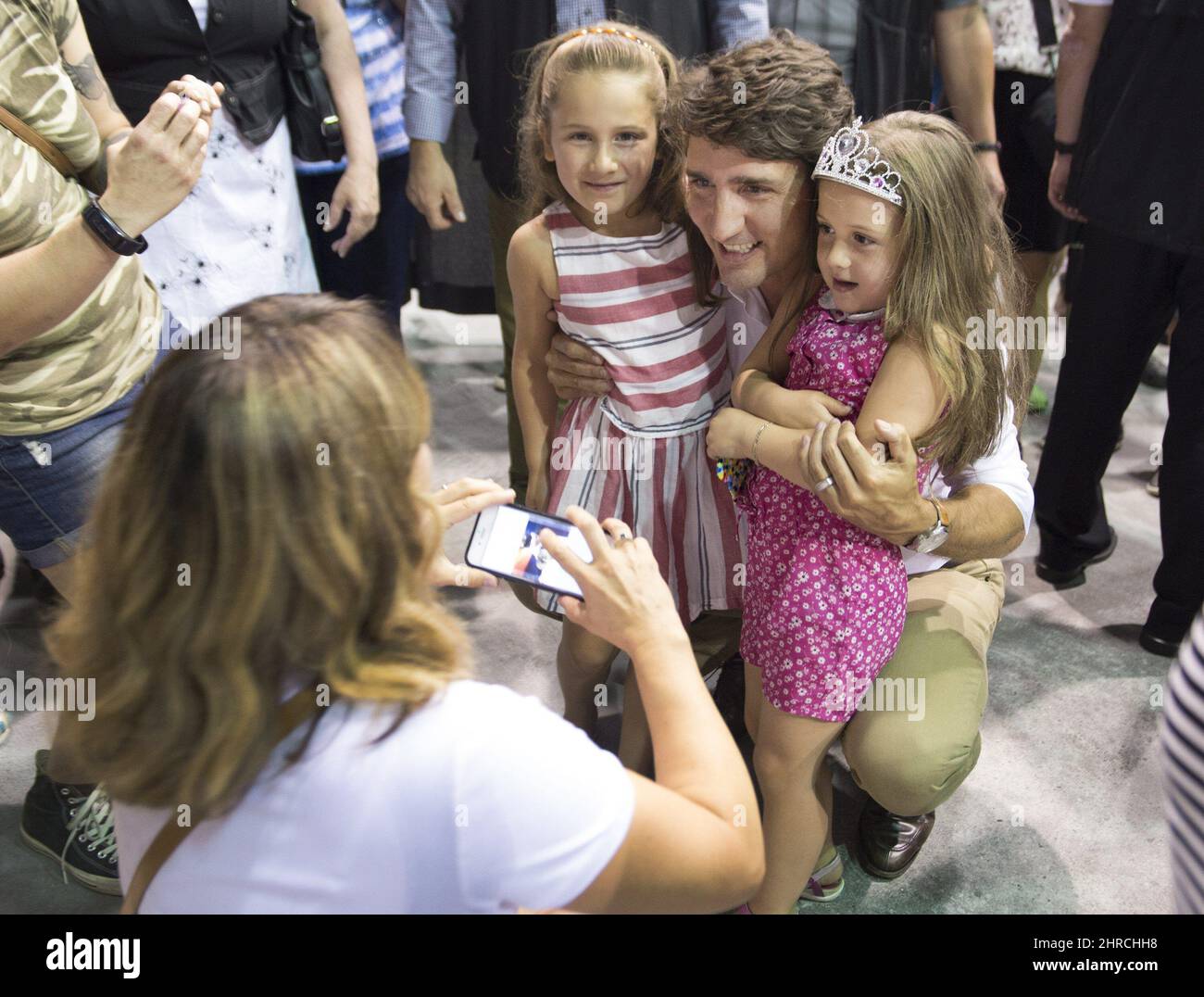 Prime Minister Justin Trudeau poses with Romy Boivin, left and Mila ...