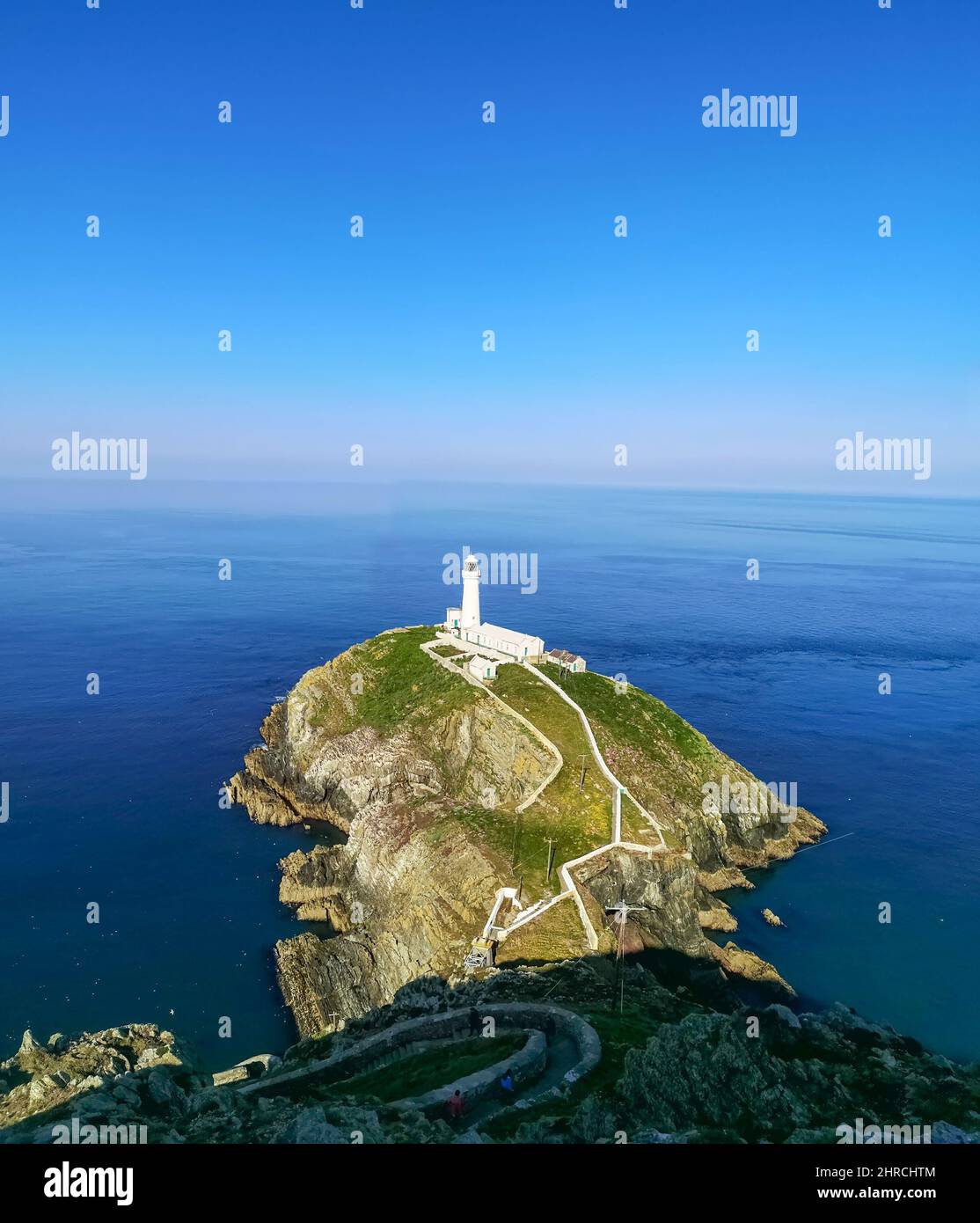 Aerial view of the South Stack Lighthouse in the Island of Anglesey ...