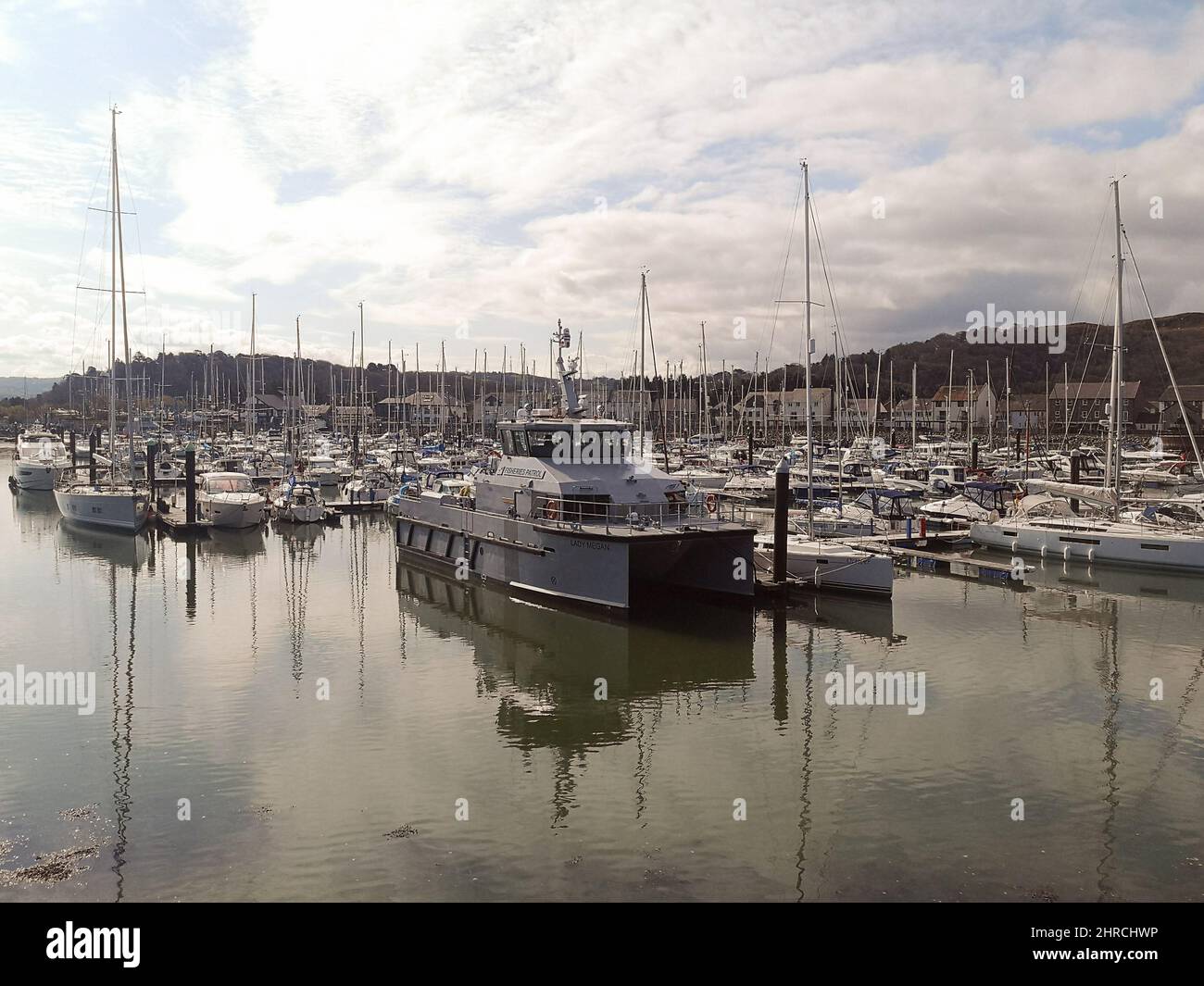 The Conwy fisheries patrol boat moored in Welsh marina in Conwy, United ...