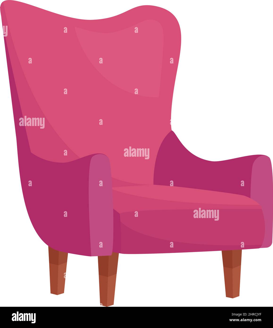 Stylish pink armchair on white background, vector illustration Stock ...
