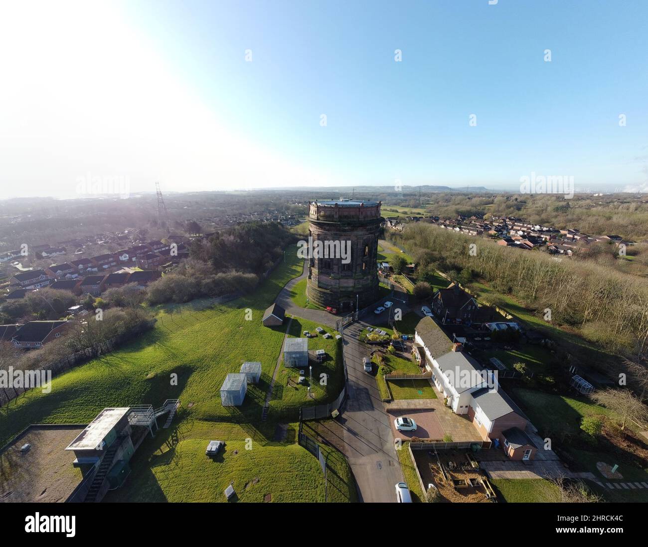 Aerial view of Norton Water Tower in Runcorn, England Stock Photo - Alamy