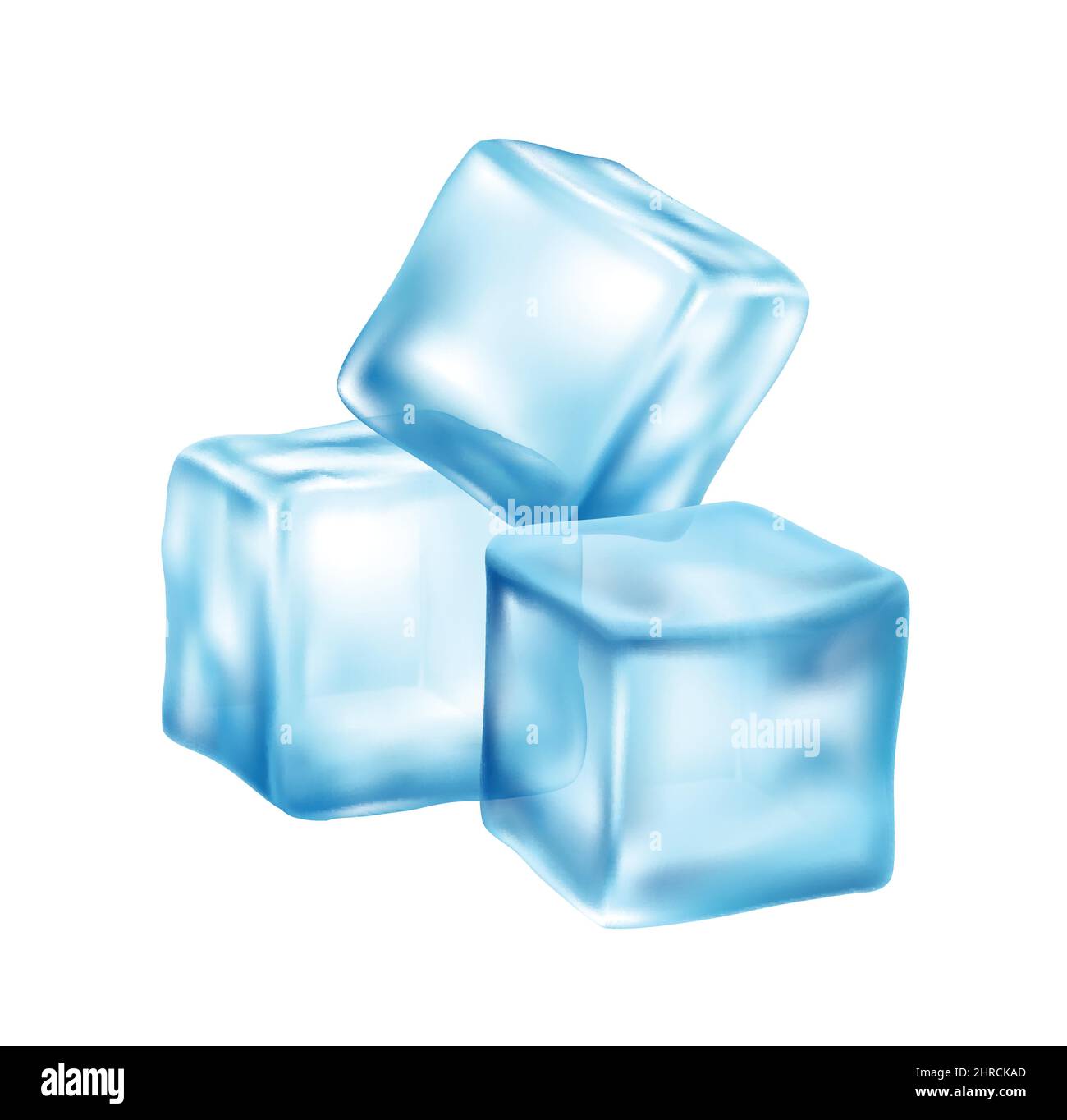 Realistic composition with images of ice cubes on blank background ...