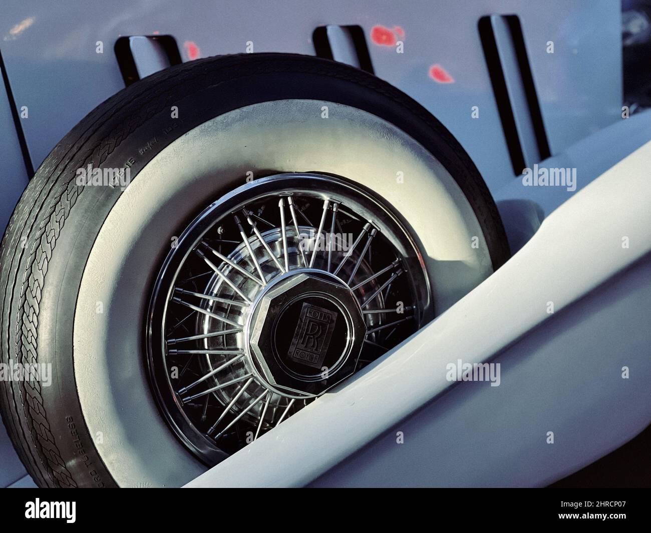 Closeup of a white sidewall tire with the light blue background Stock ...