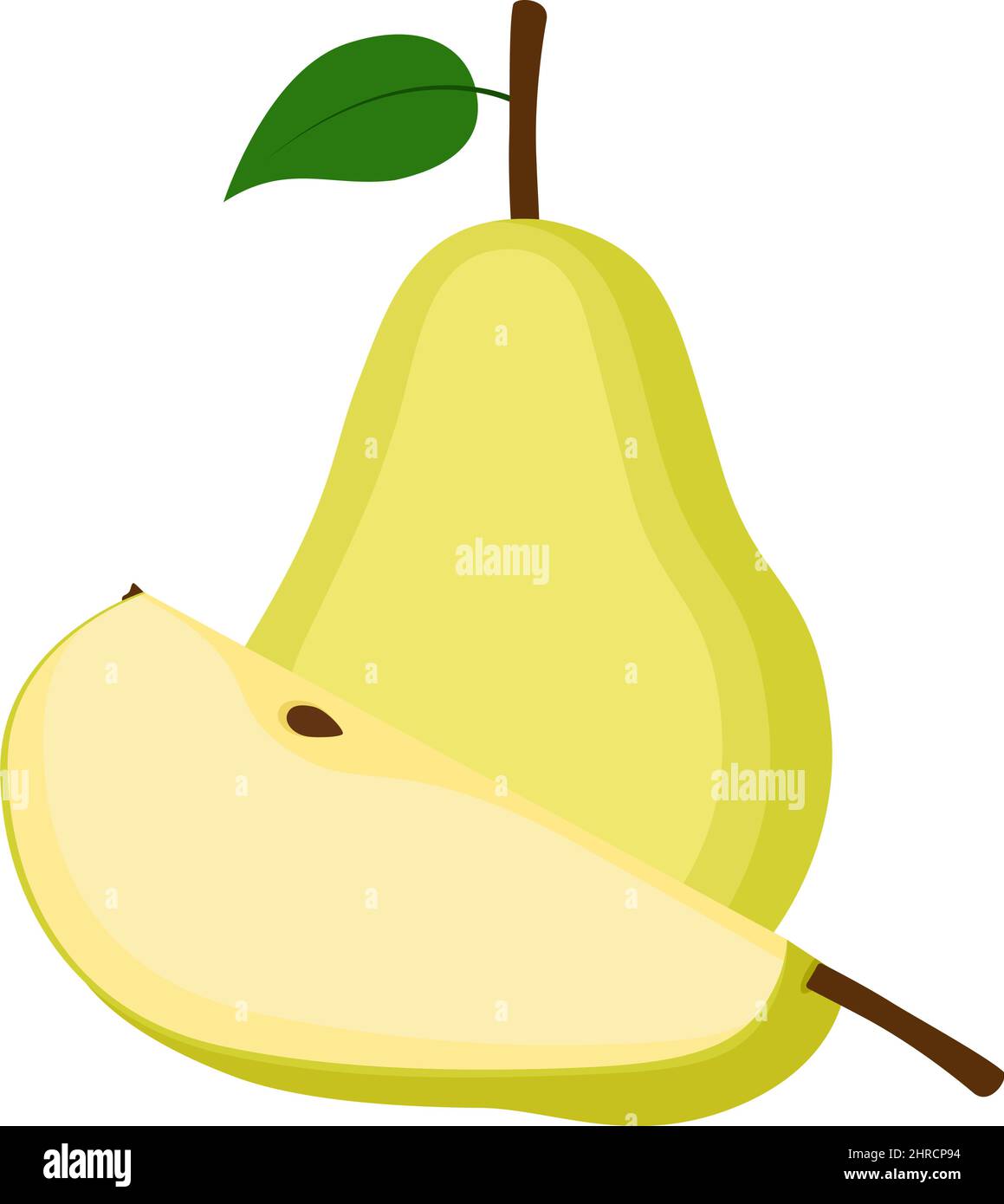 Pear, whole fruit and slice, vector illustration Stock Vector Image ...