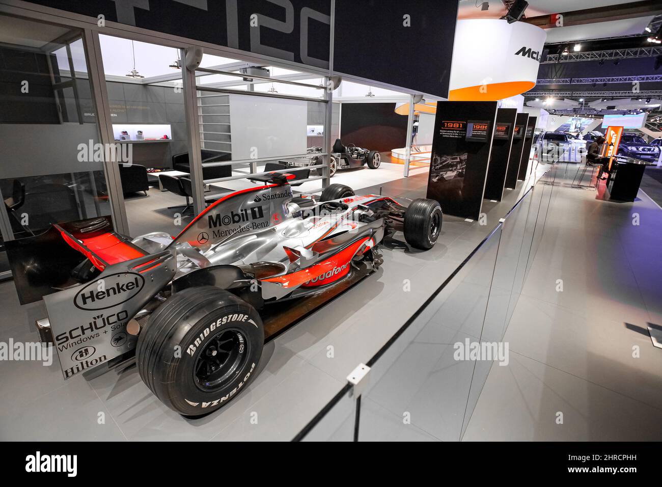 Closeup shot of chassis on display at McLaren motor show exhibitor ...