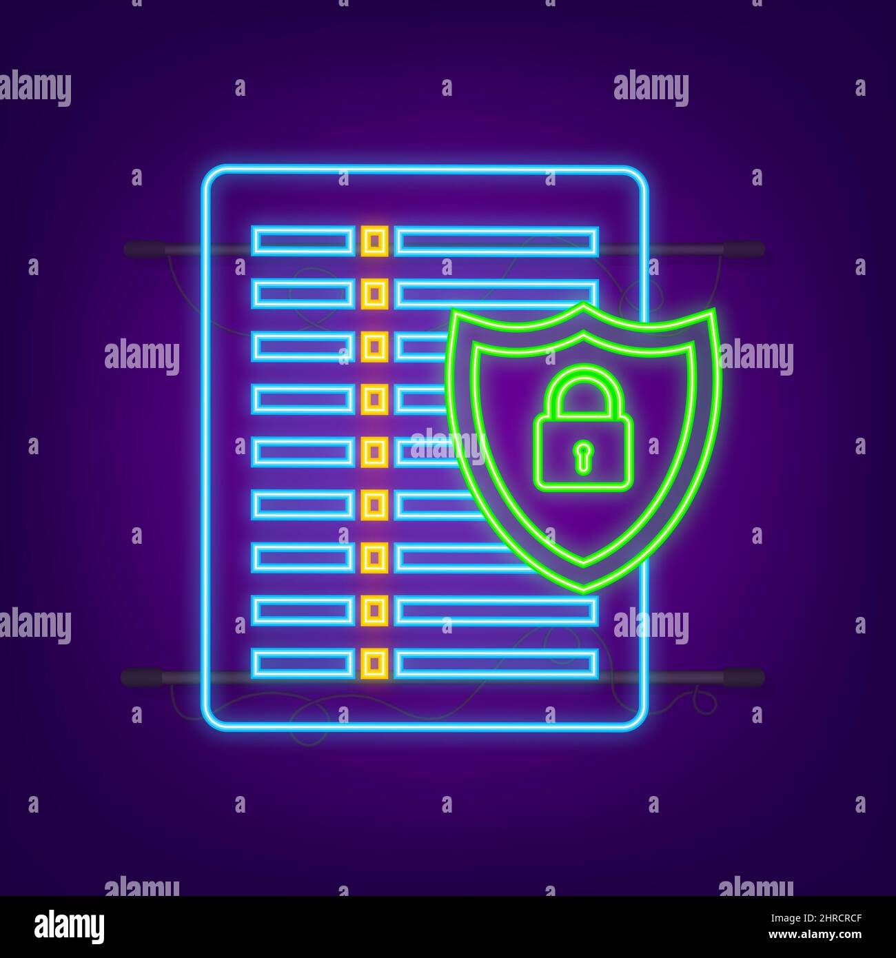 Data protection data center neon icon. Internet technology. Information ...