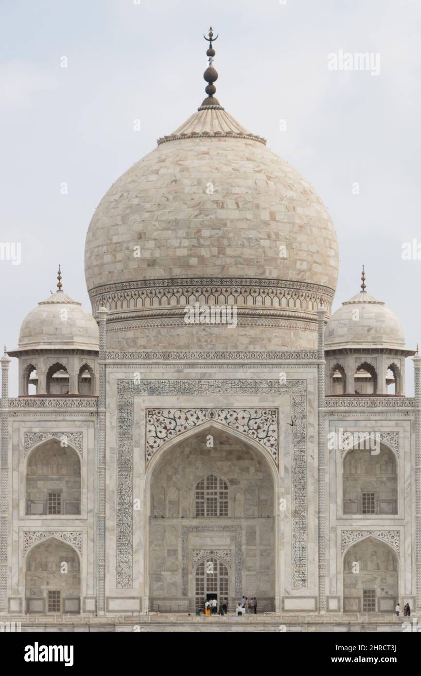 Beautiful view of the famous Taj Mahal against a light blue sky Stock ...