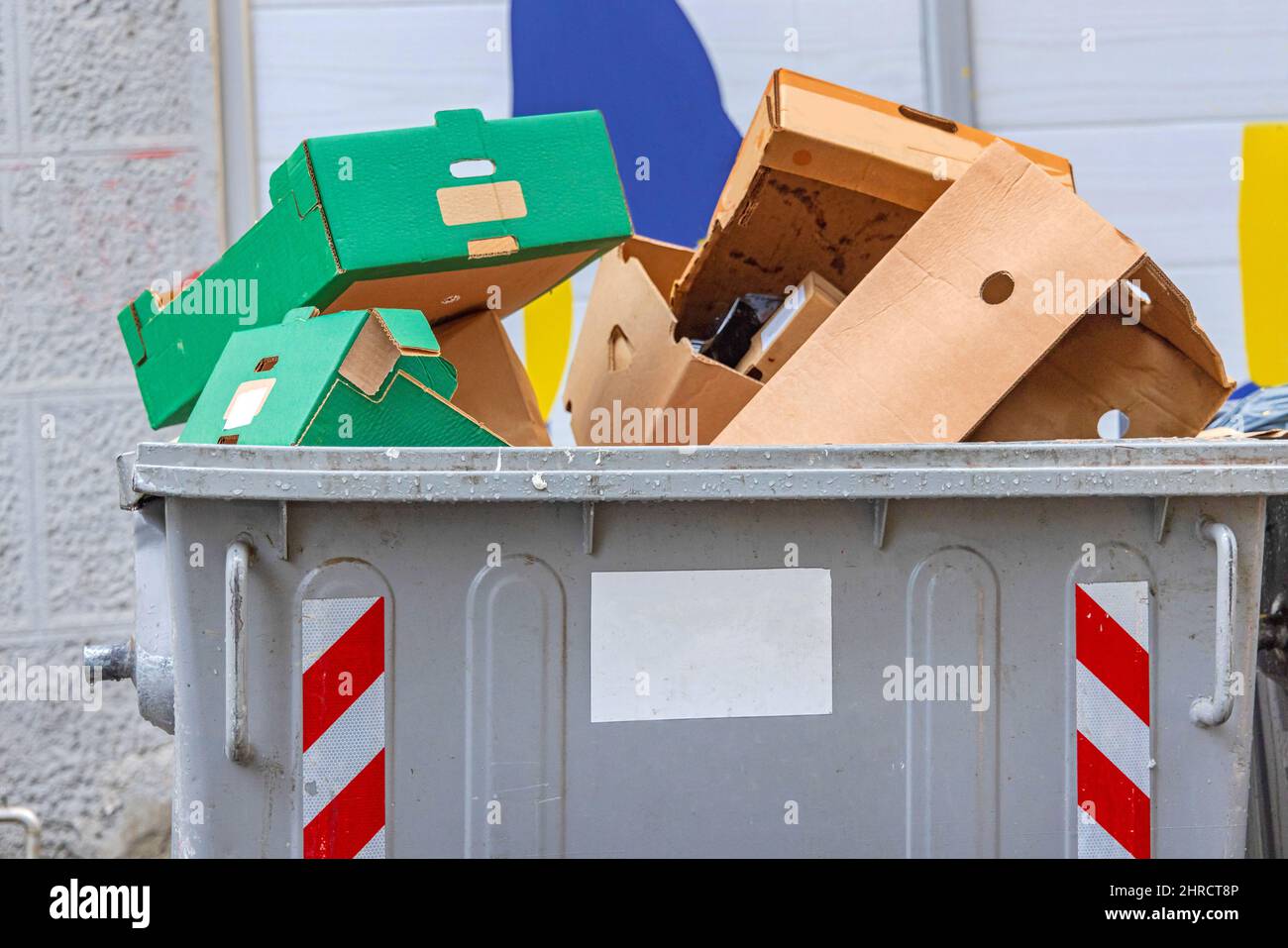Cardboard Crates and Boxes in Dumpster Bin Paper Recycling Stock Photo ...
