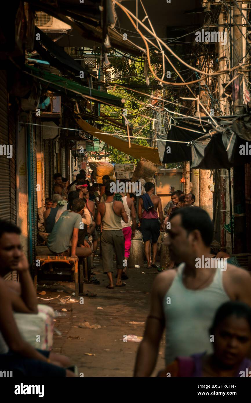 Sidewalks of Old Delhi in India during the day Stock Photo - Alamy