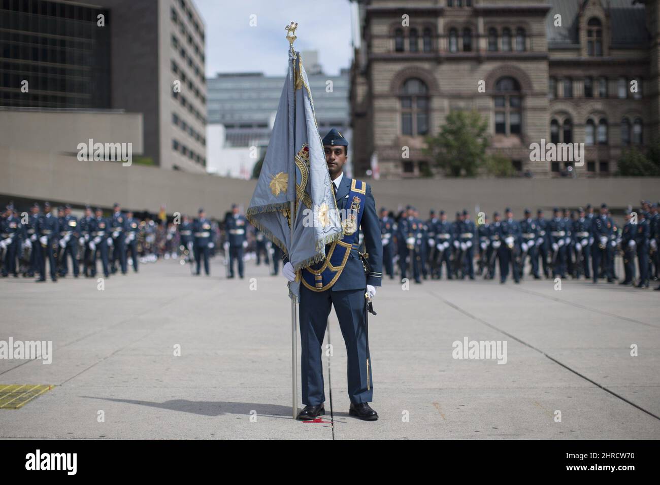 A member of the RCAF stands with the Royal Canadian Air Force's new OCS ...