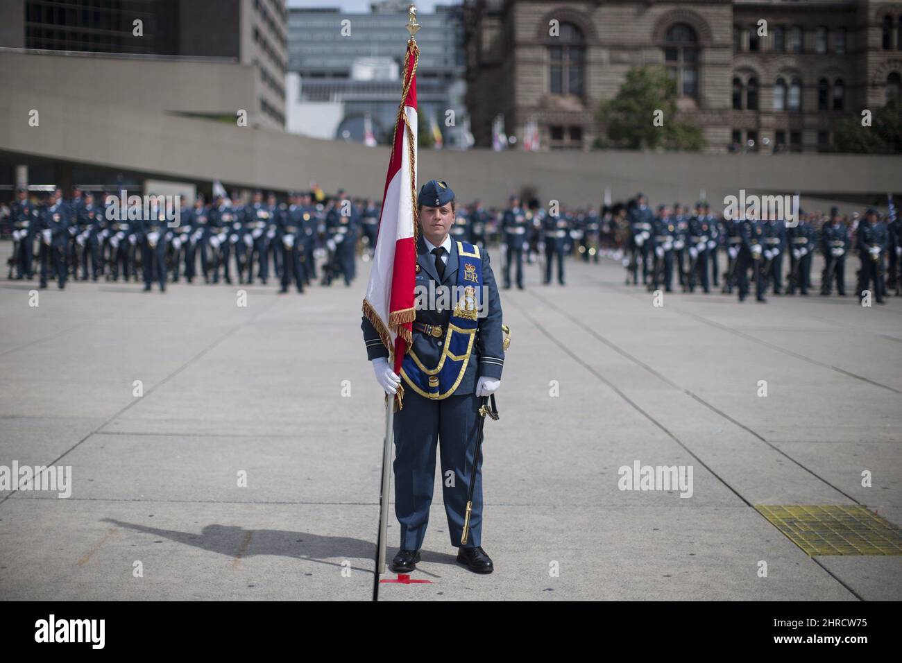 A member of the RCAF stands with the Royal Canadian Air Force's new ...