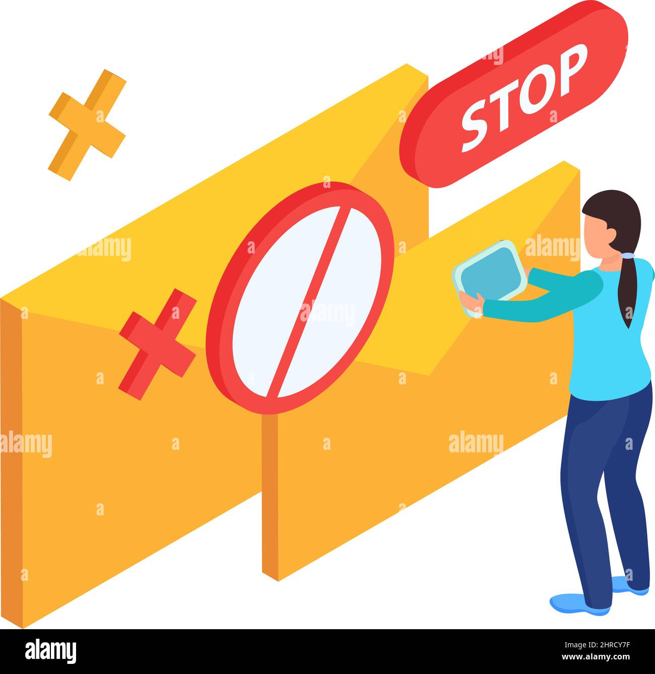 Blocking internet sites isometric icon with banned user and lock ...