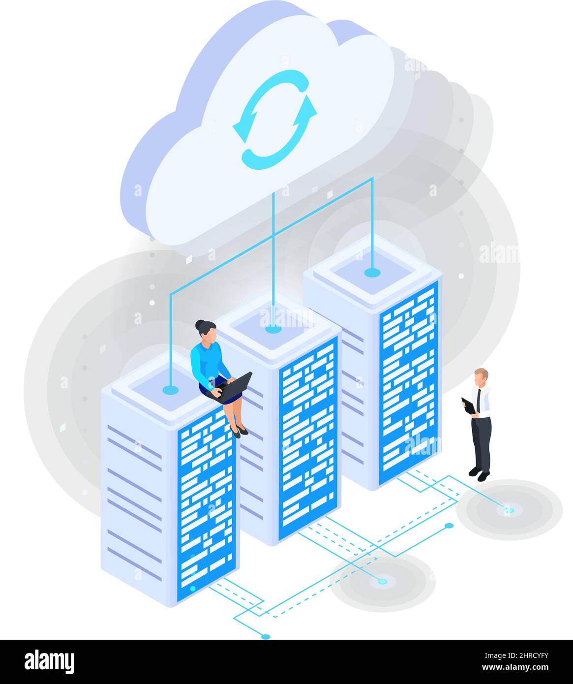 Cloud services isometric composition with cloud connection icons of ...