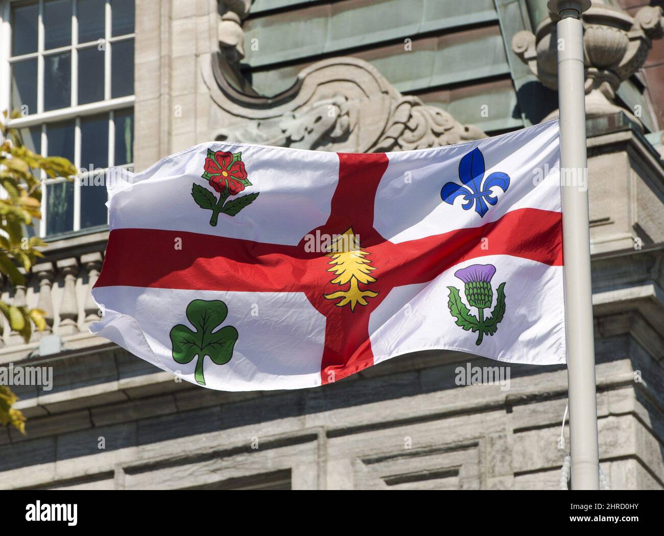 The new city of Montreal flag flies next to City Hall Wednesday ...