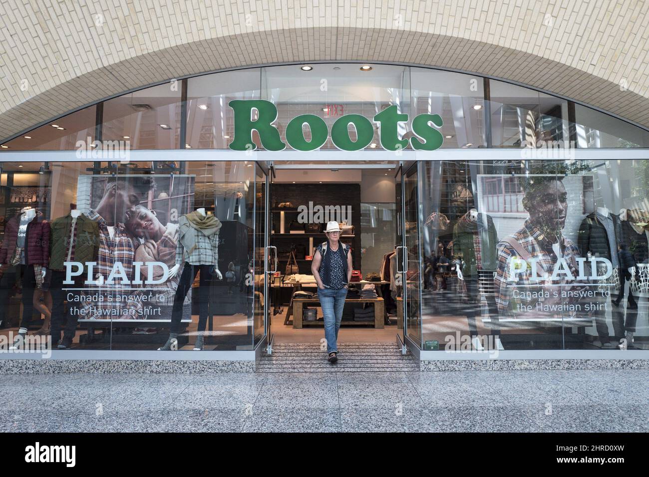 The storefront of a Roots location in Toronto is pictured on Thursday ...
