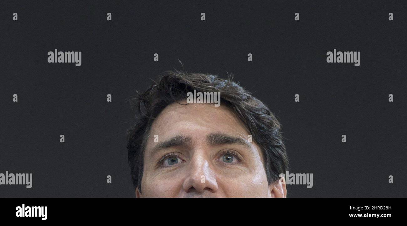 Canadian Prime Minister Justin Trudeau participates in an armchair ...