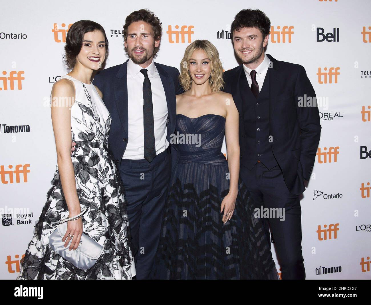 Cast left to right, Rebecca Liddiard, Edward Holcroft, Sarah Gadon and ...