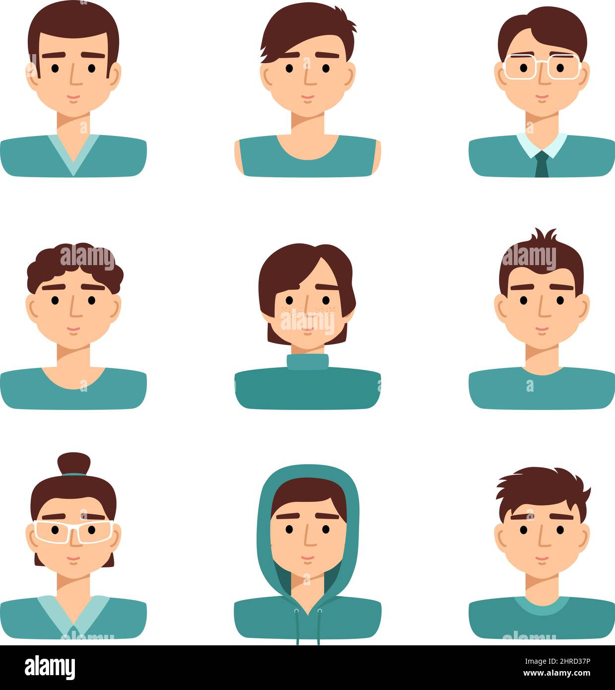 Set of male portraits. Collection man's avatars, vector illustration ...