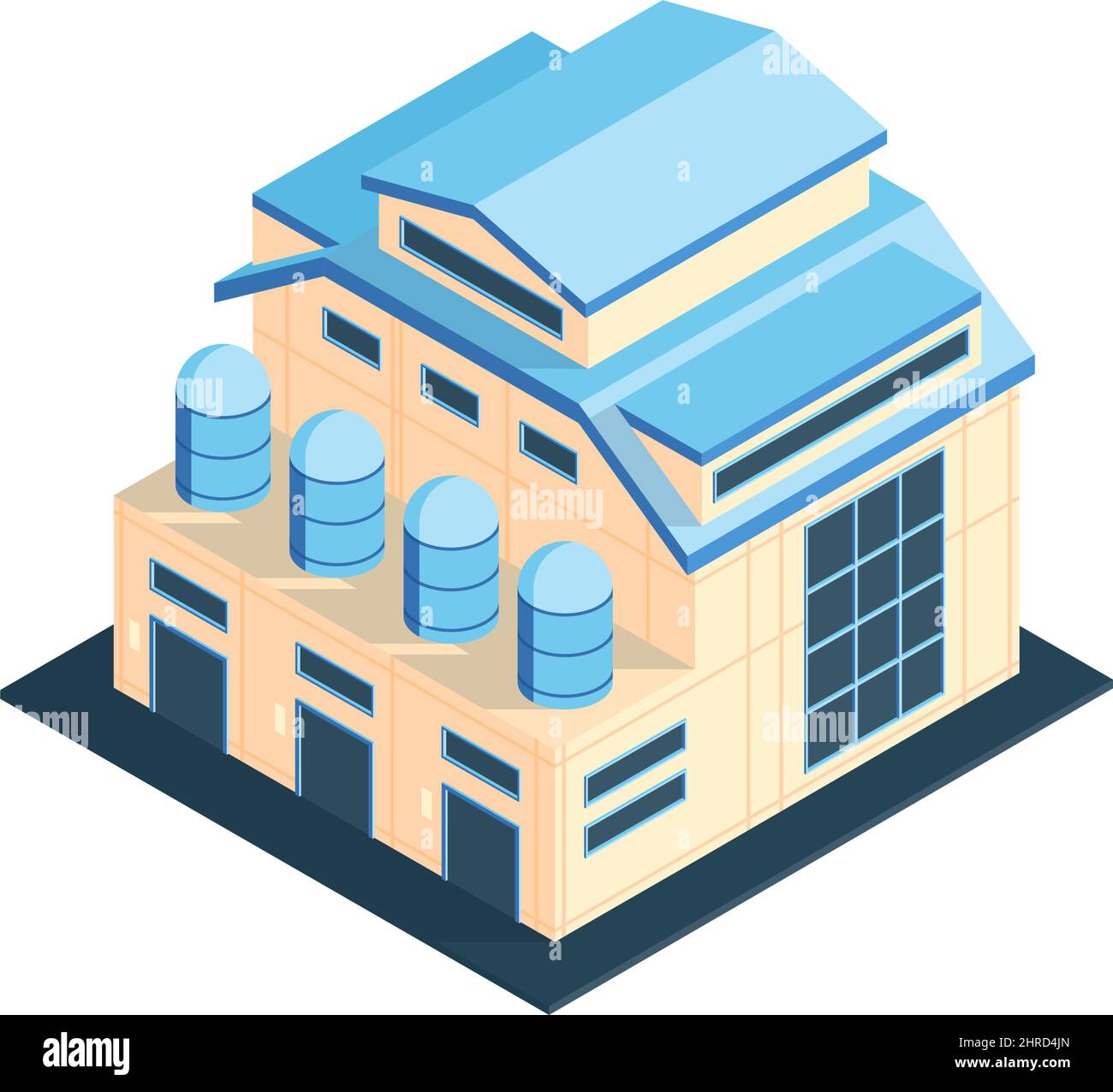 Isometric industrial building icon 3d plant exterior vector ...